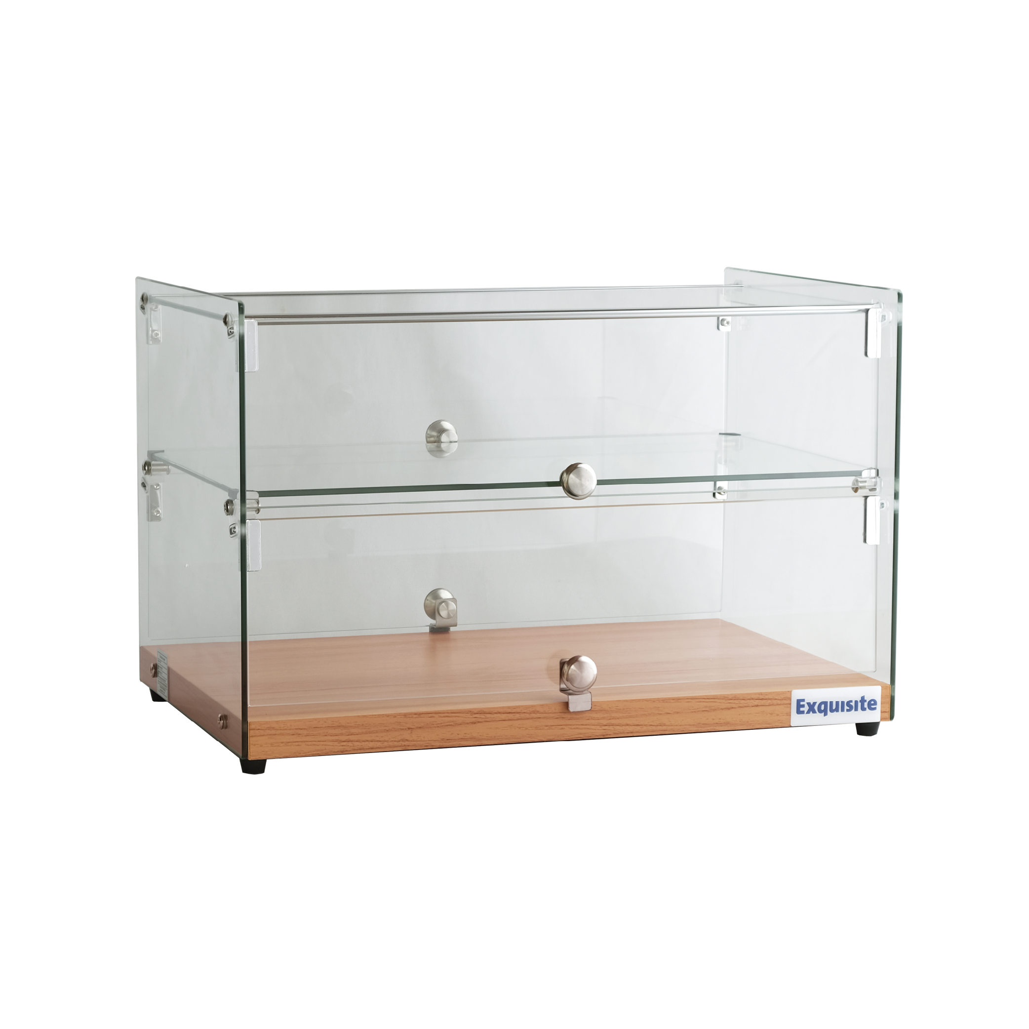 Exquisite CD50-Oak Two Tiers Flat Glass Ambient Cake Display