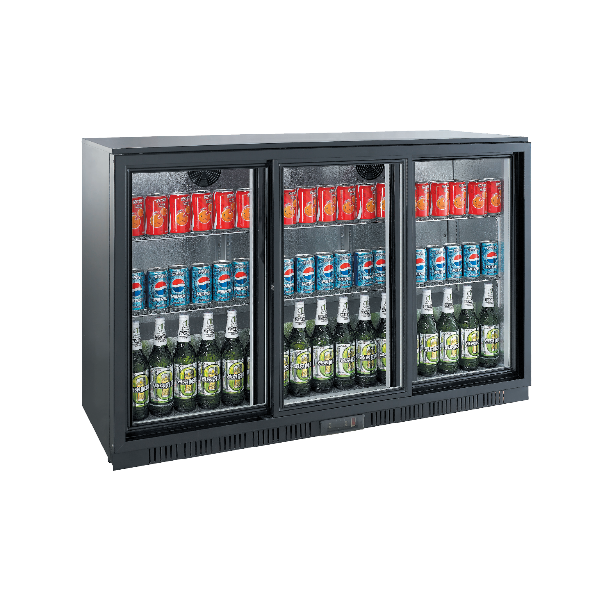Exquisite UBC330 Three Sliding Doors Backbar Display Refrige