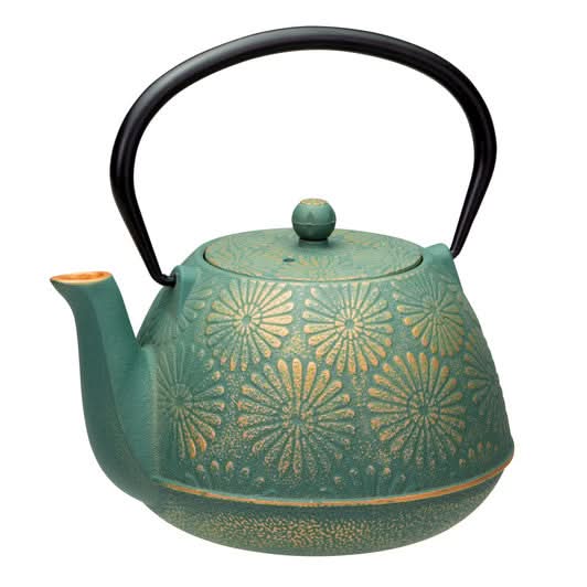 Avanti Avanti Daisy Cast Iron Teapot, 1.2 Litres Teal Gold ...
